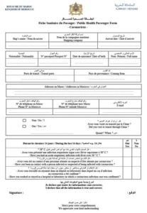 Fiche Sanitaire Maroc